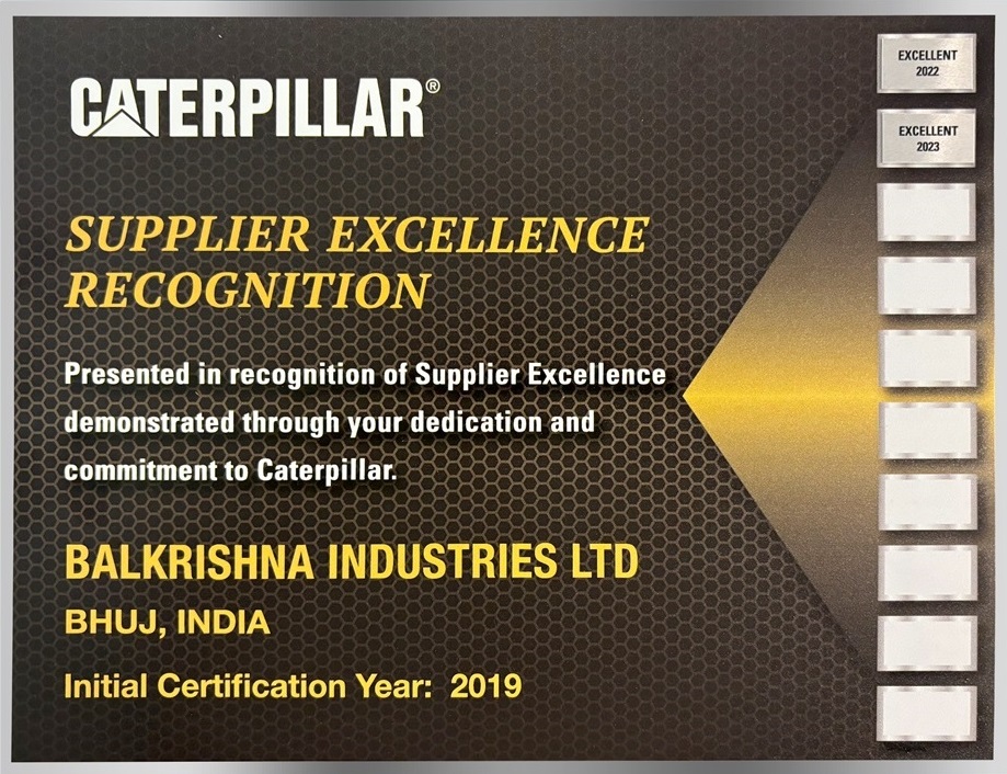 BKT Obtains 'Excellent Level' Certification From Caterpillar for Second ...